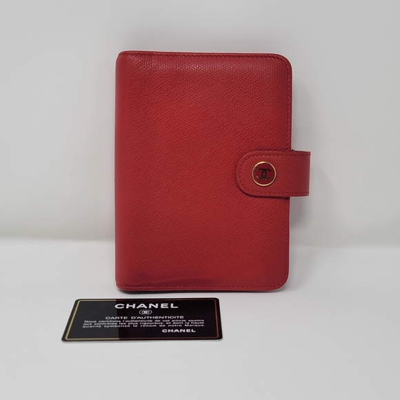 CHANEL | Bags | Chanel Cc Button Logo Leather Agenda Notebook Cover ...